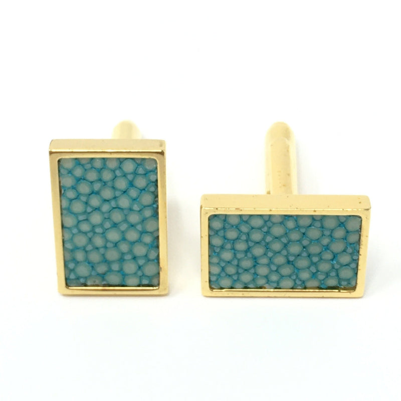 Light Blue Real Shagreen Cufflinks - BARNBURY